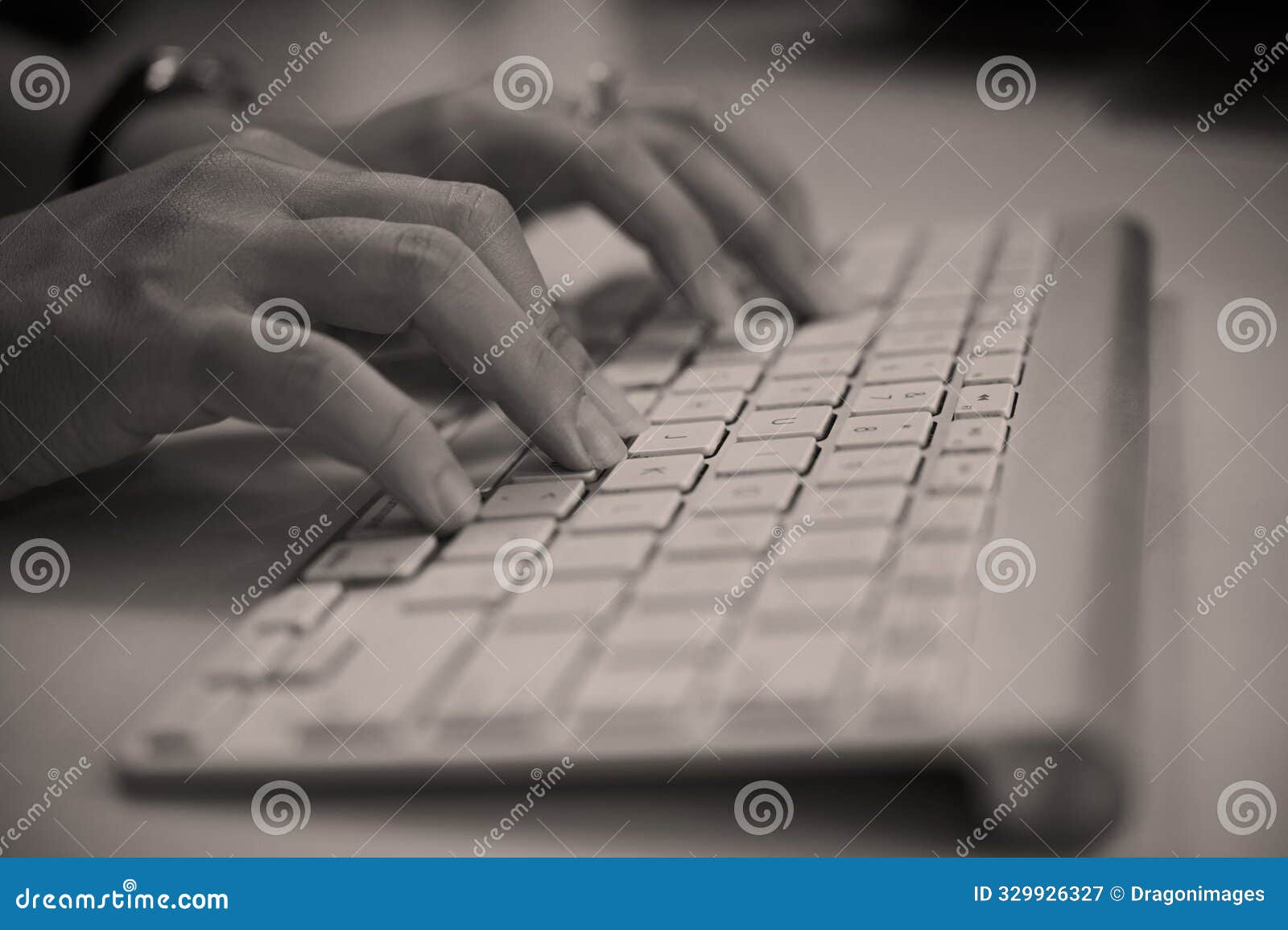 Typing on Modern Keyboard in Workplace Setting Stock Image - Image of ...