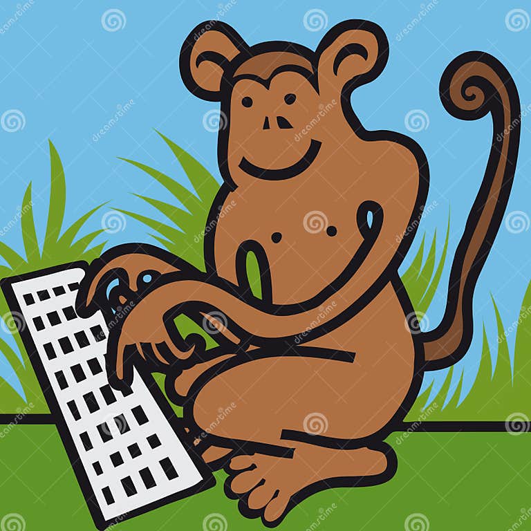 Typing monkey stock vector. Illustration of mimic, learn - 60755609