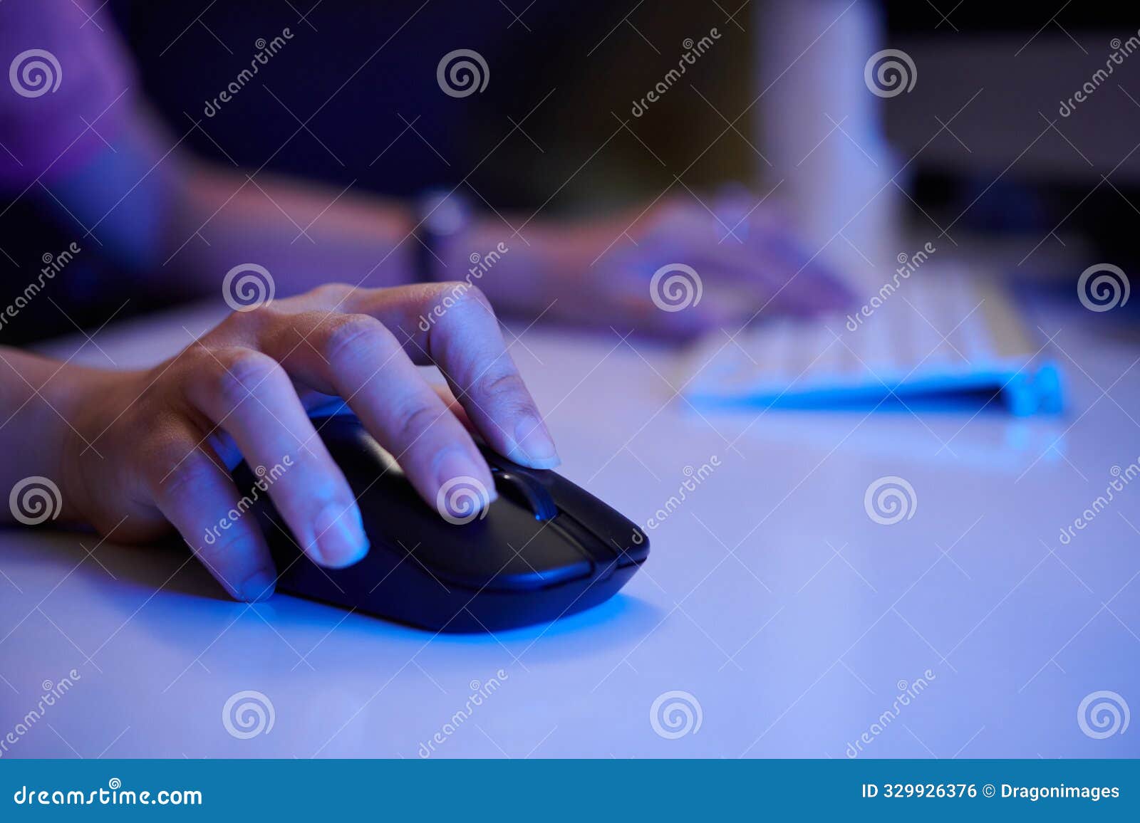 Typing and Navigating Computer with Wireless Mouse Stock Photo - Image ...