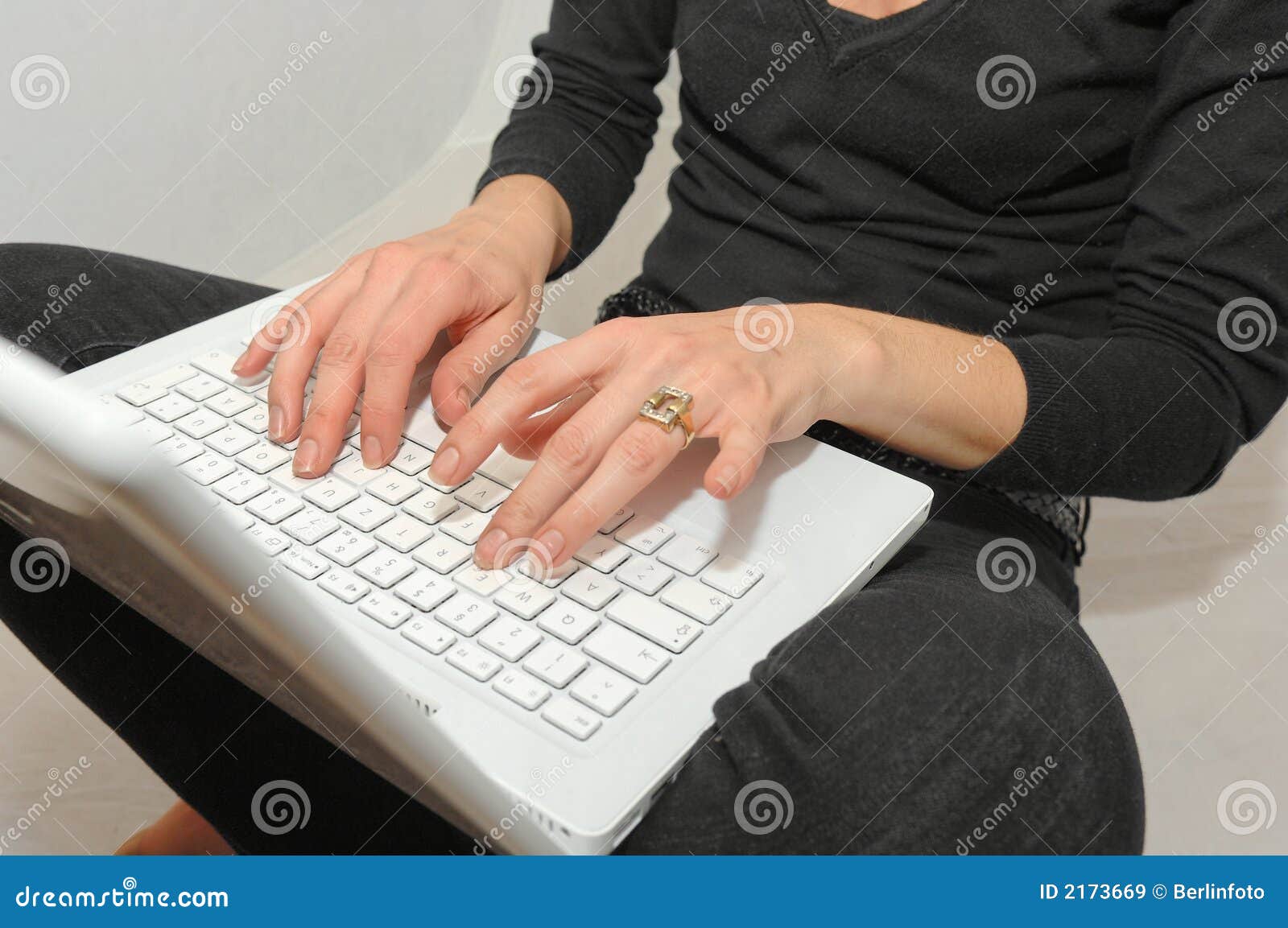 Typing on a notebook stock image. Image of finger, girl - 2173669