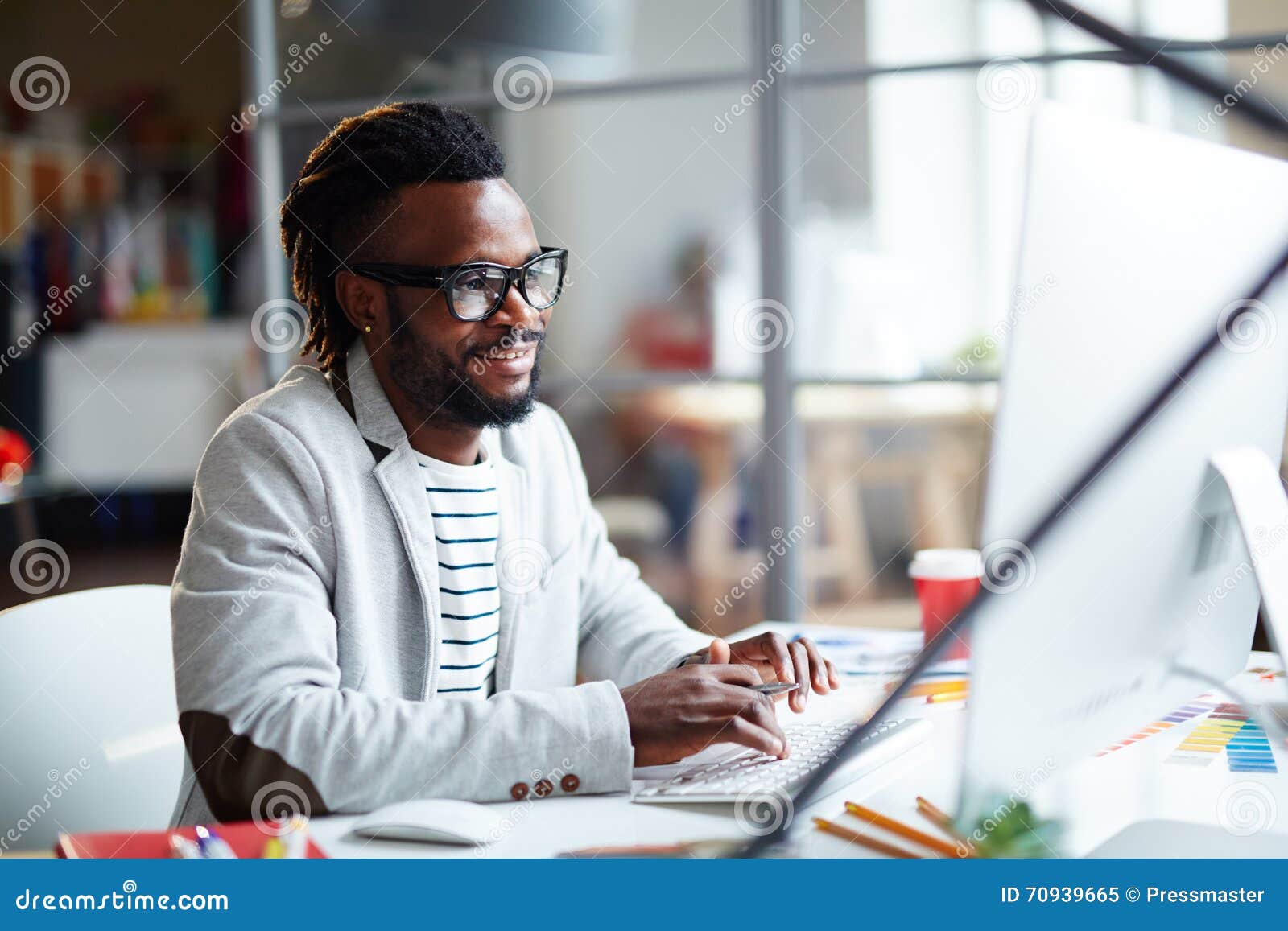 Typing office worker stock image. Image of technology - 70939665
