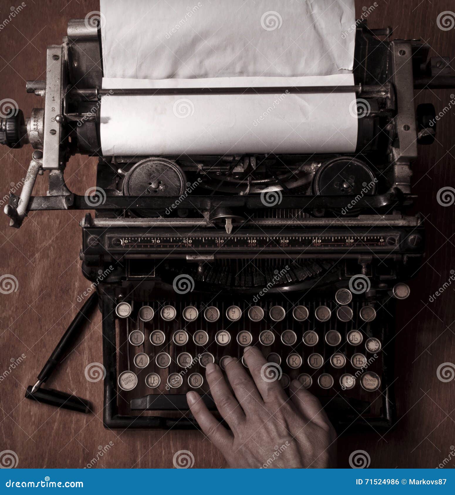 Typing on an Old Typewriter Stock Photo - Image of nostalgia, literary ...