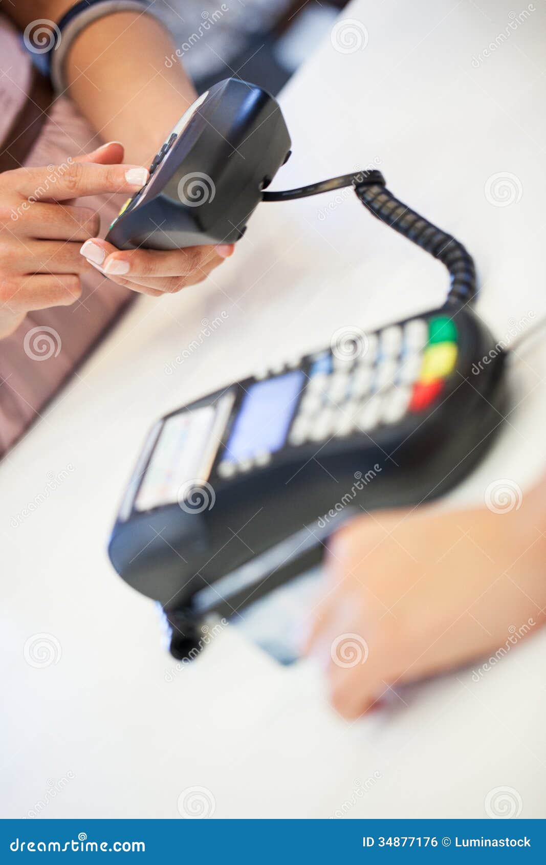 Typing the Pin Code into the Card Reader Stock Photo - Image of ...