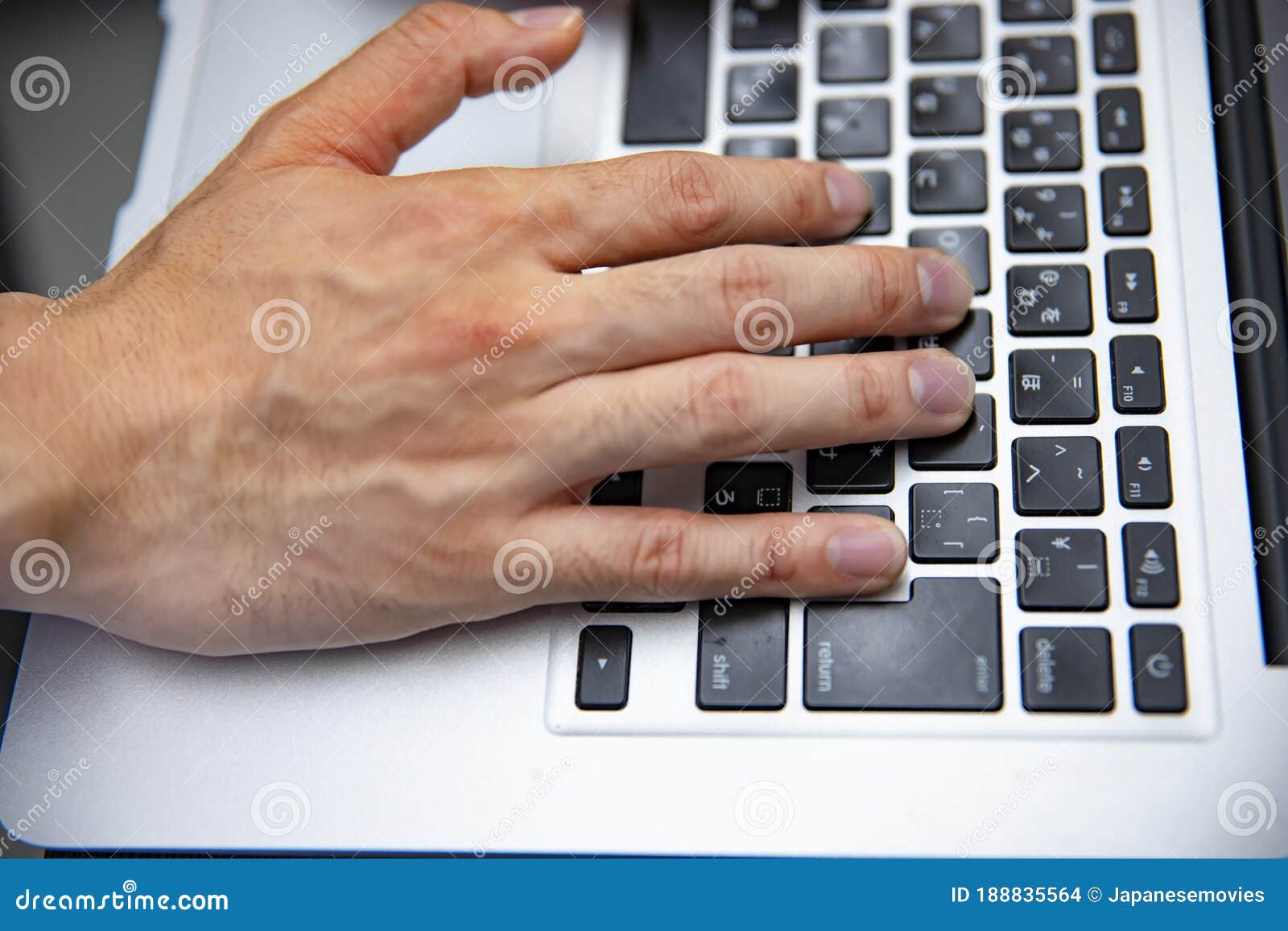 A Typing Right Hand on the Laptop Computer Stock Photo - Image of ...