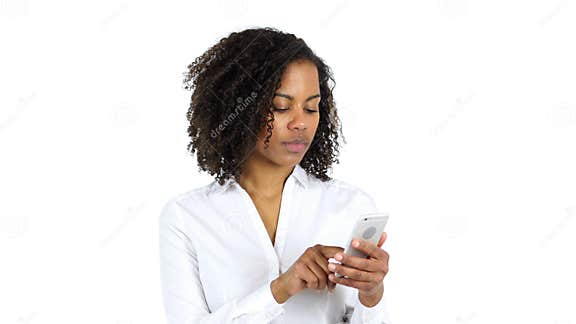 Typing Text and Browsing Smartphone, White Background Stock Photo ...