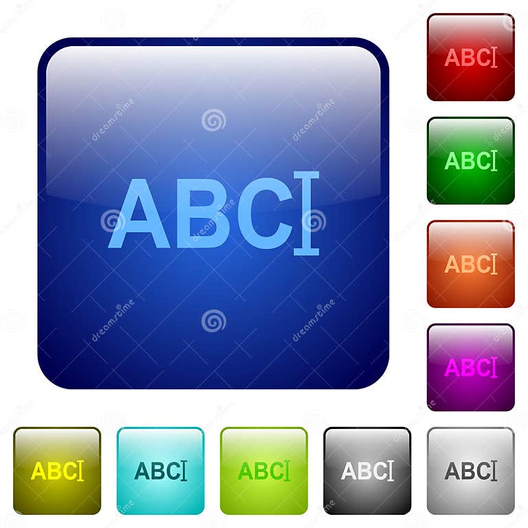 Typing Text with Cursor Color Square Buttons Stock Vector ...