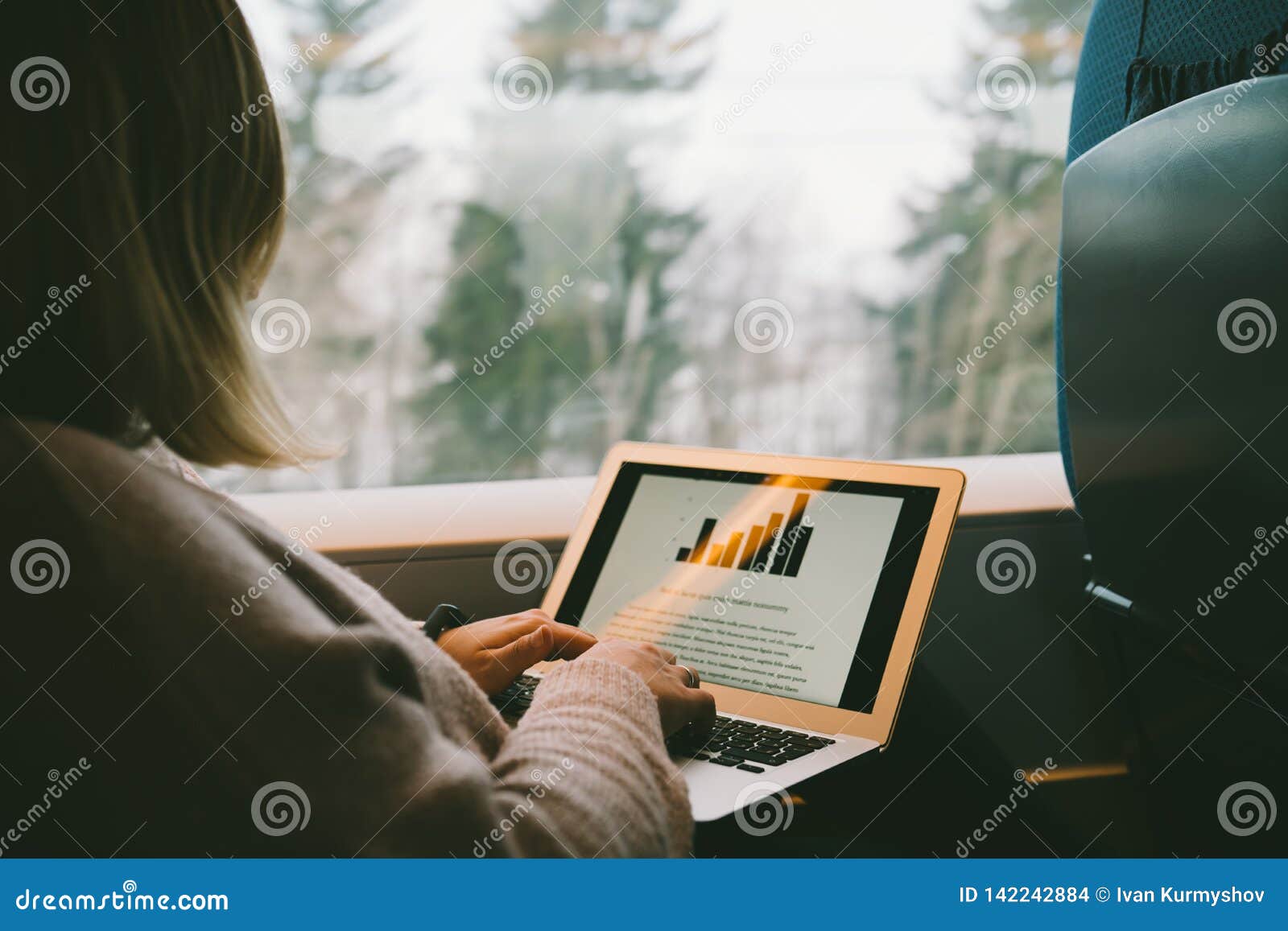 Typing Using Laptop Computer in the Train Stock Photo - Image of typing ...