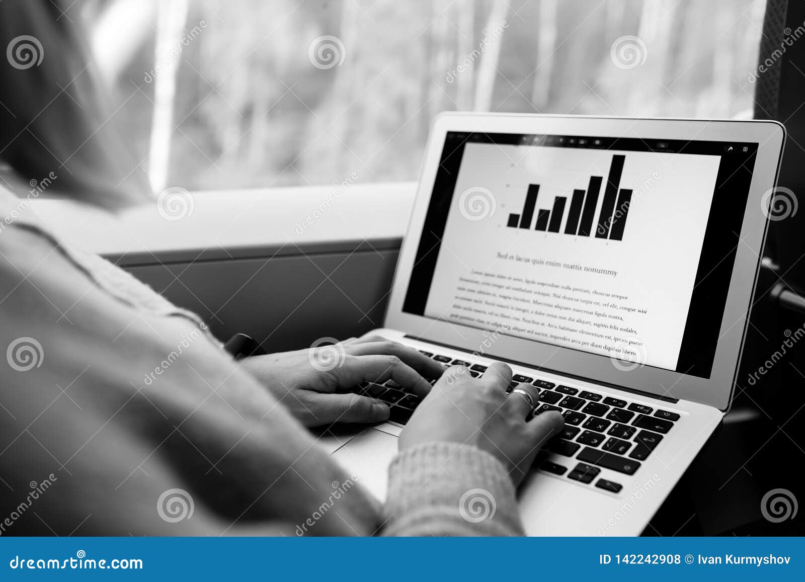 Typing Using Laptop Computer in the Train Stock Photo - Image of ...