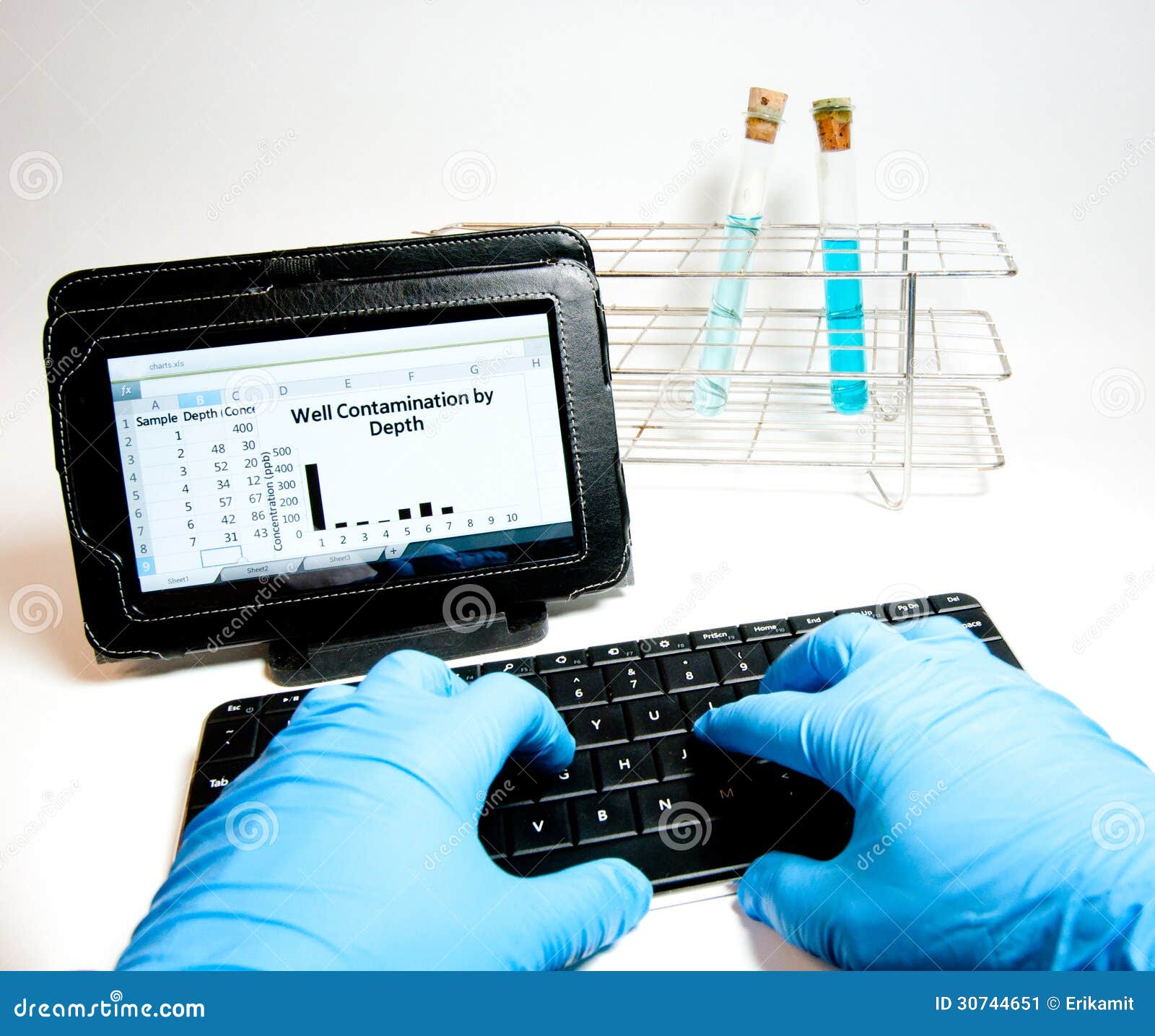 Typing on a Wireless Keyboard in the Laboratory Stock Image - Image of ...
