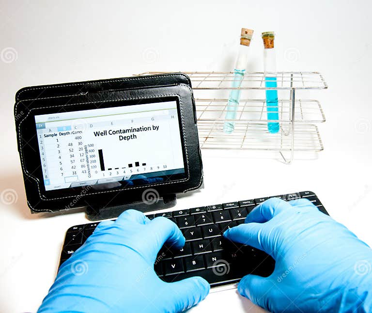 Typing on a Wireless Keyboard in the Laboratory Stock Image - Image of ...