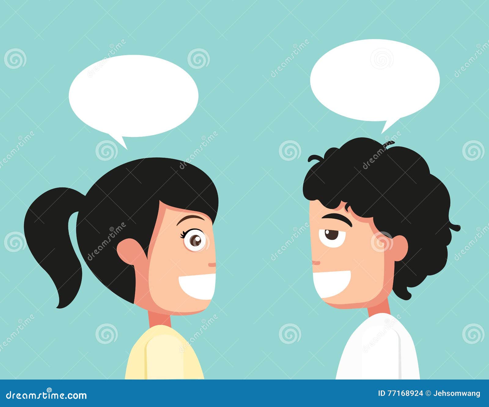 Typisch gesprek, vector vector illustratie. Illustration of vlak - 77168924