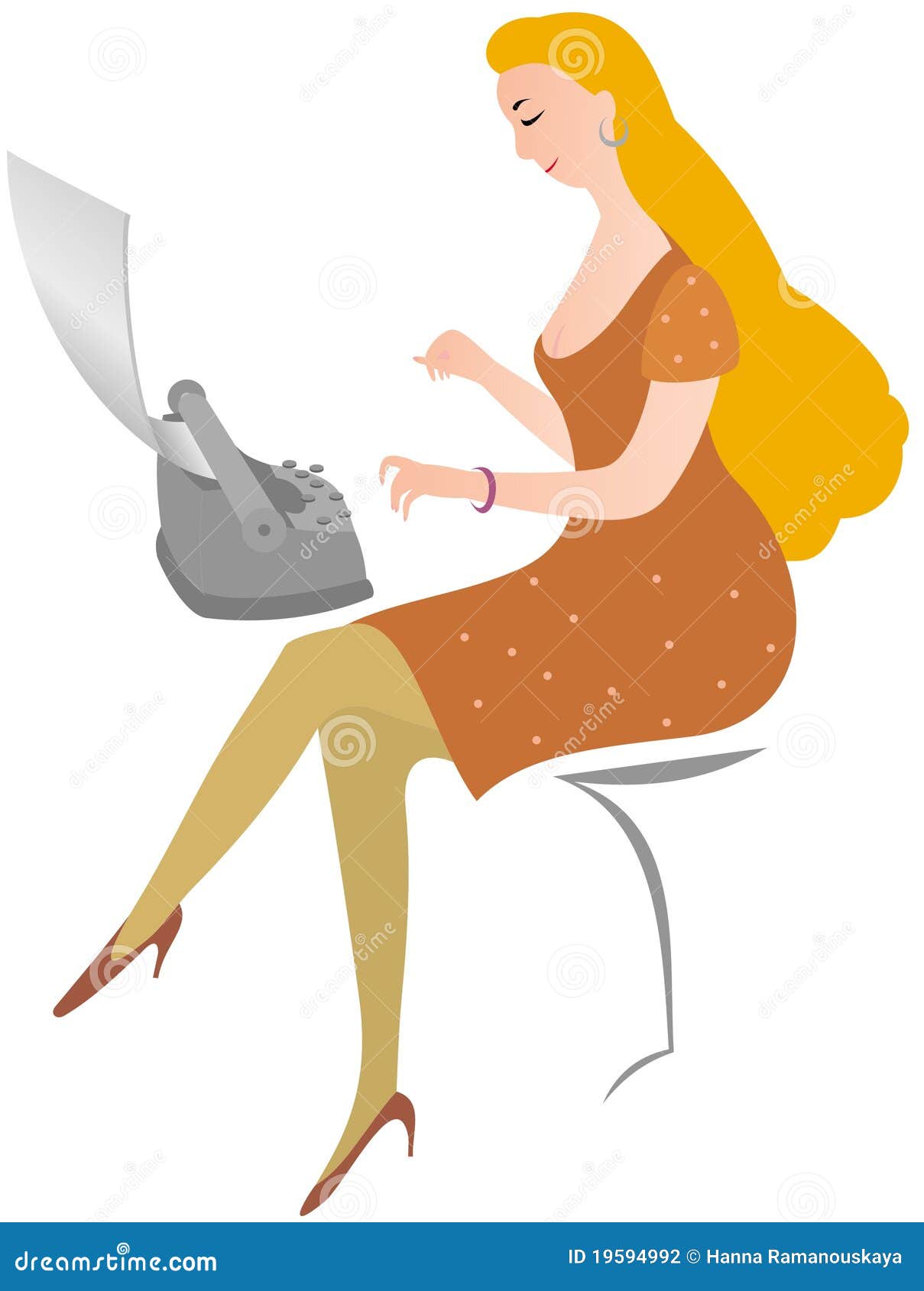 Typist stock vector. Illustration of typewriter, sheet - 19594992