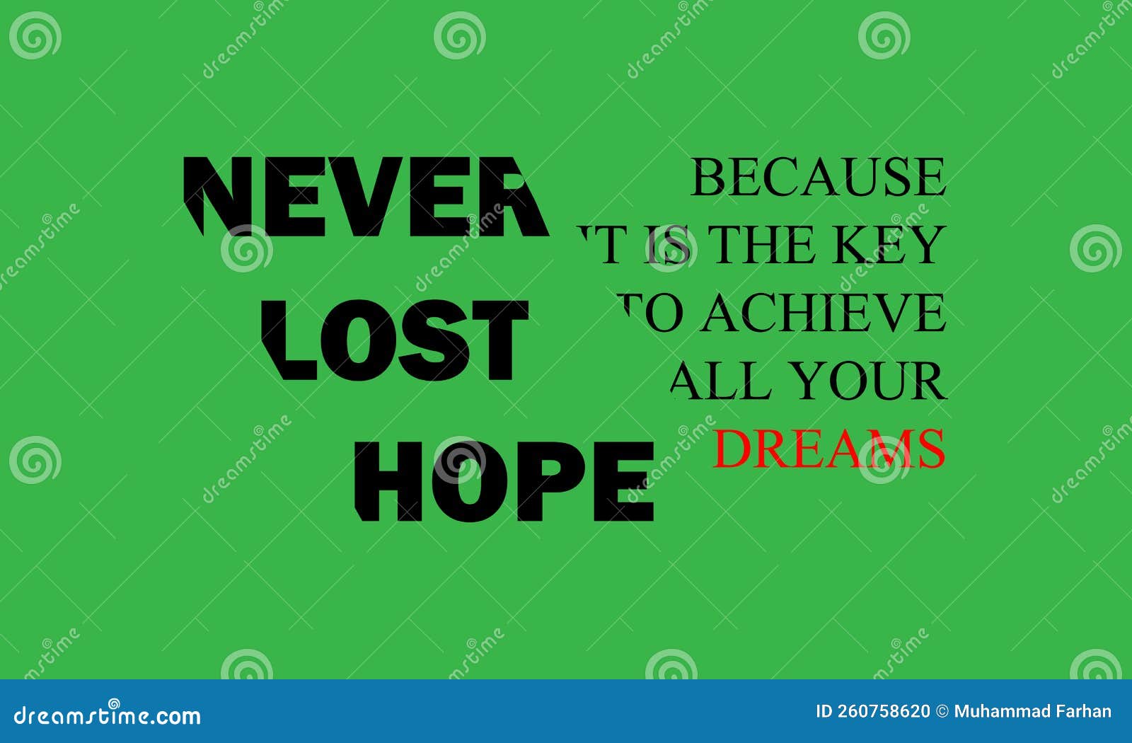 Never Lost Hope, Quote, Typography Graphic Design with Green Background ...