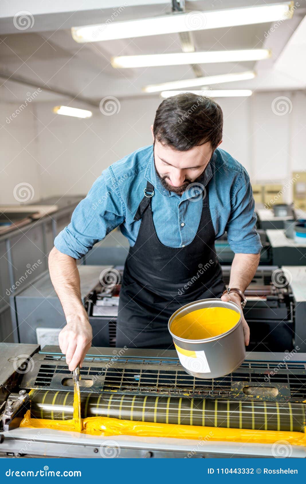 Typographer with Paint at the Manufacturing Stock Photo - Image of ...