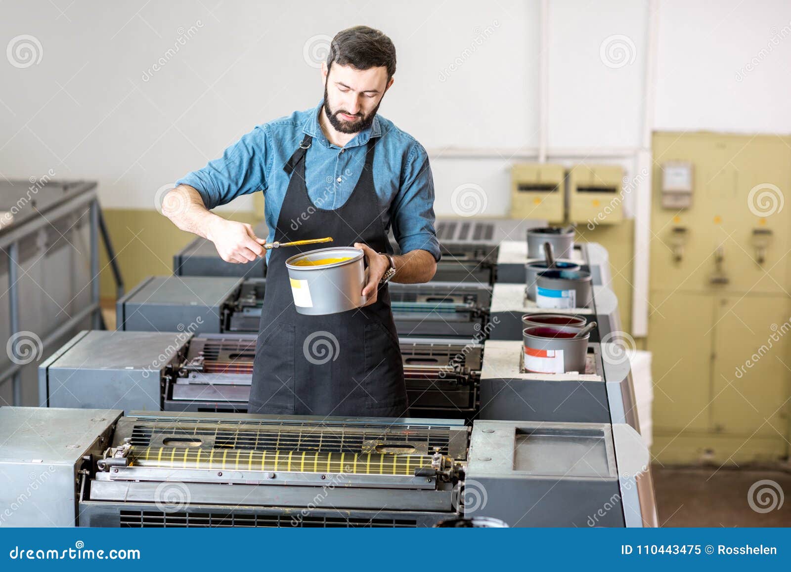 Typographer with Paint at the Manufacturing Stock Image - Image of ...