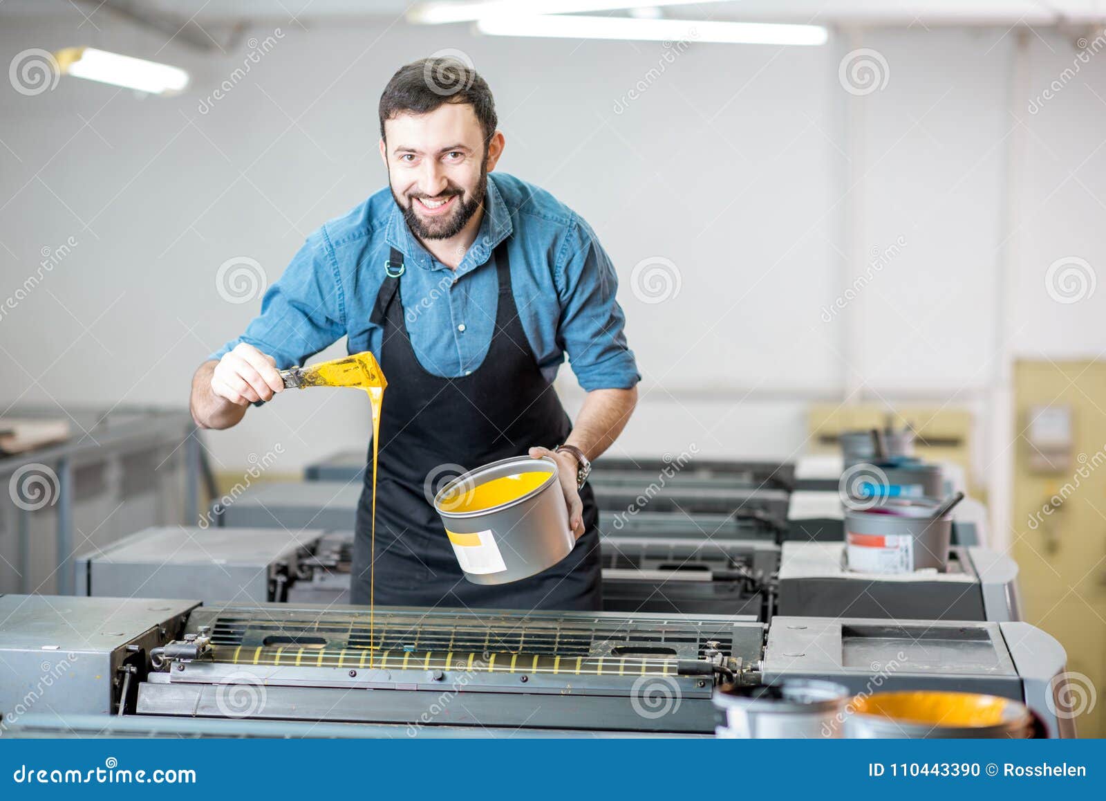 Typographer with Paint at the Manufacturing Stock Photo - Image of ...