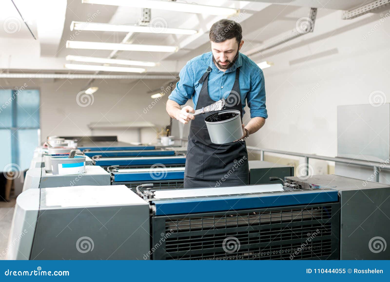 Typographer with Paint at the Manufacturing Stock Image - Image of ...