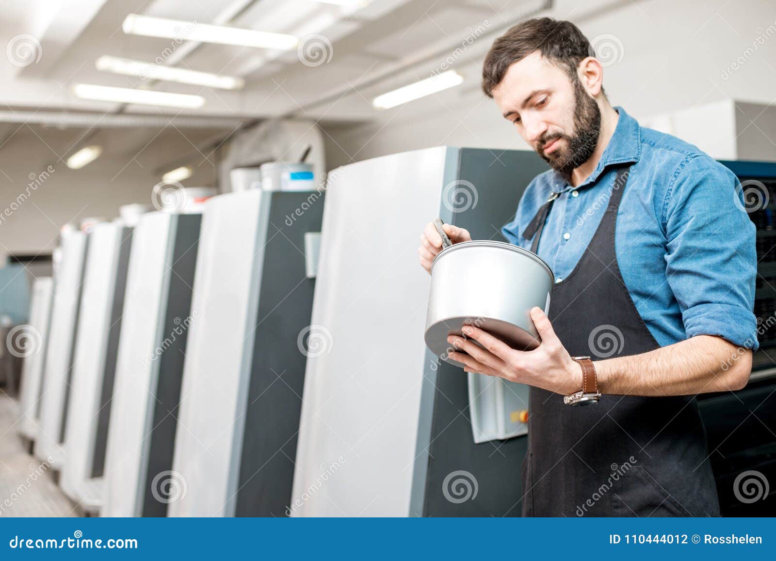 Typographer with Paint at the Manufacturing Stock Photo - Image of ...