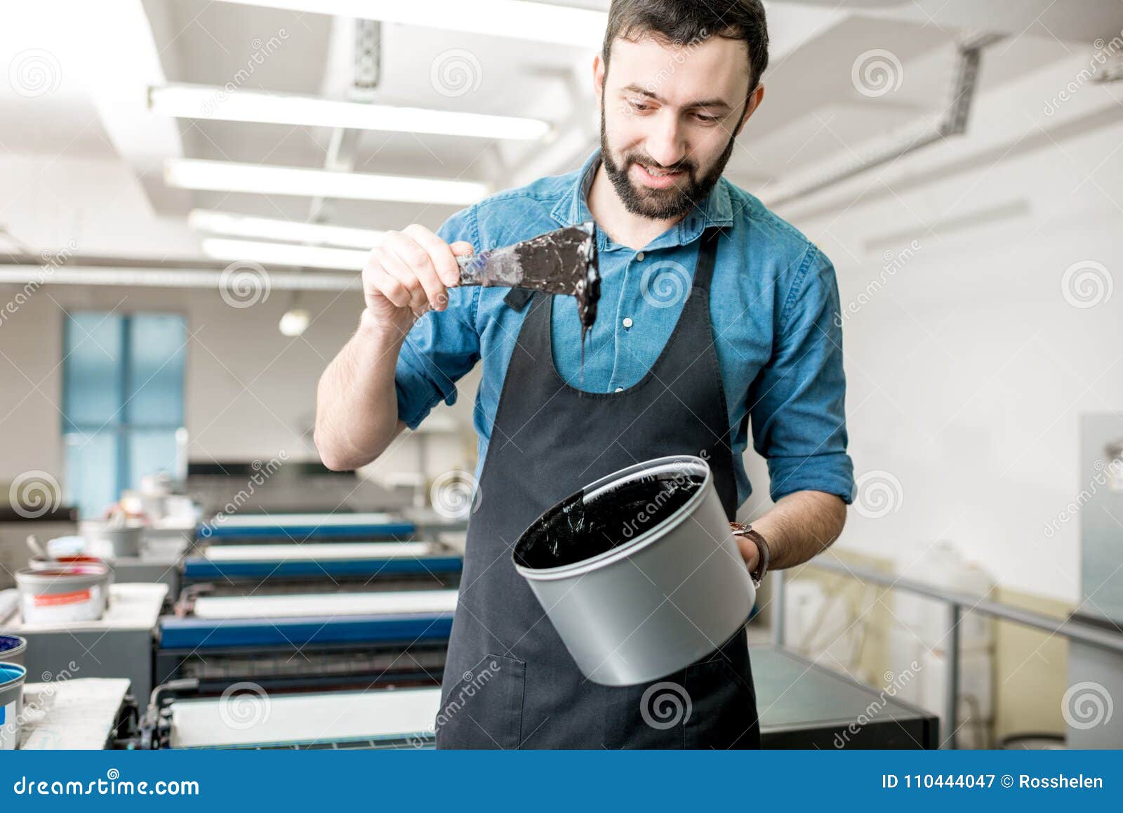 Typographer with Paint at the Manufacturing Stock Image - Image of ...