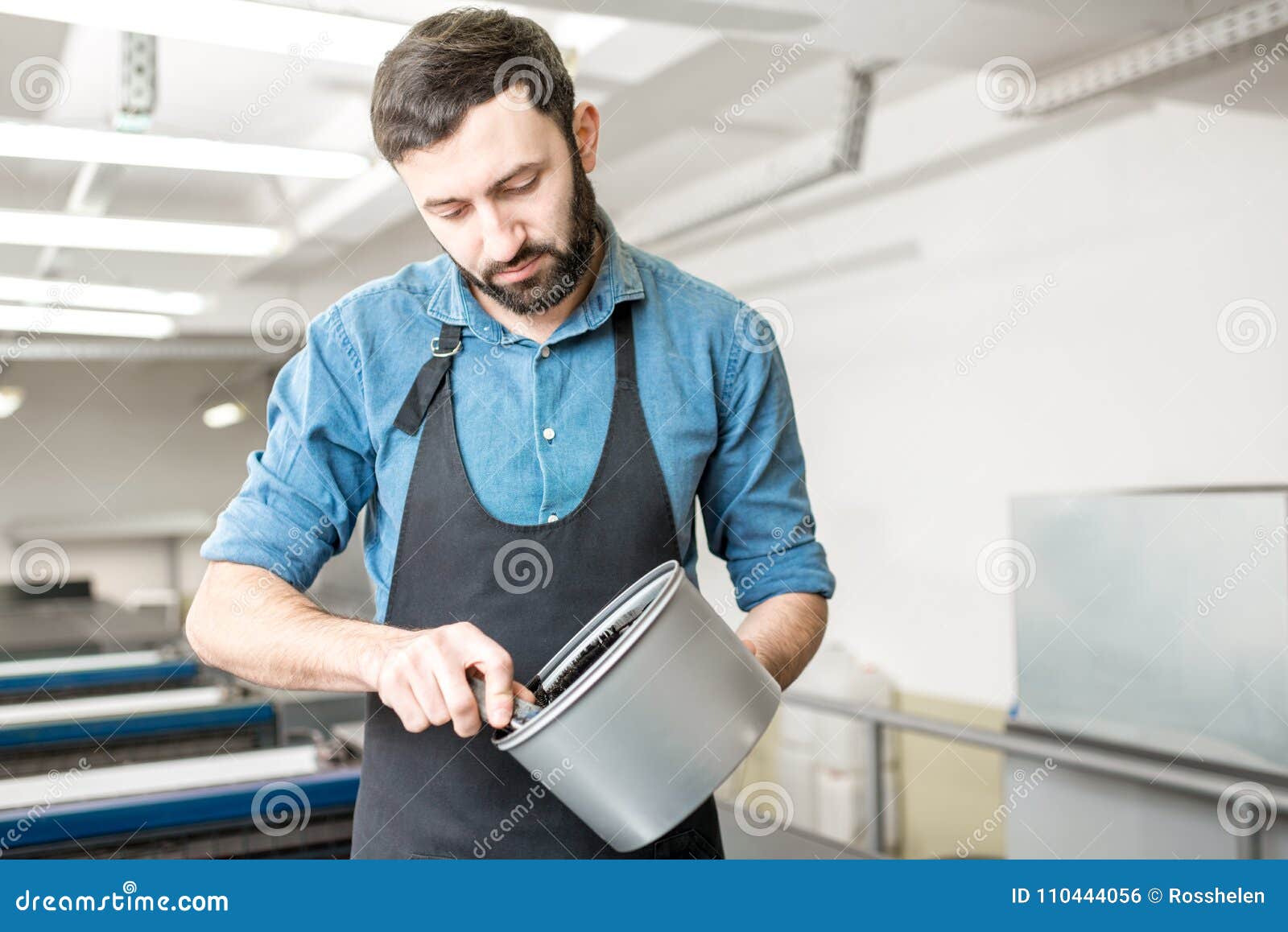 Typographer with Paint at the Manufacturing Stock Photo - Image of ...