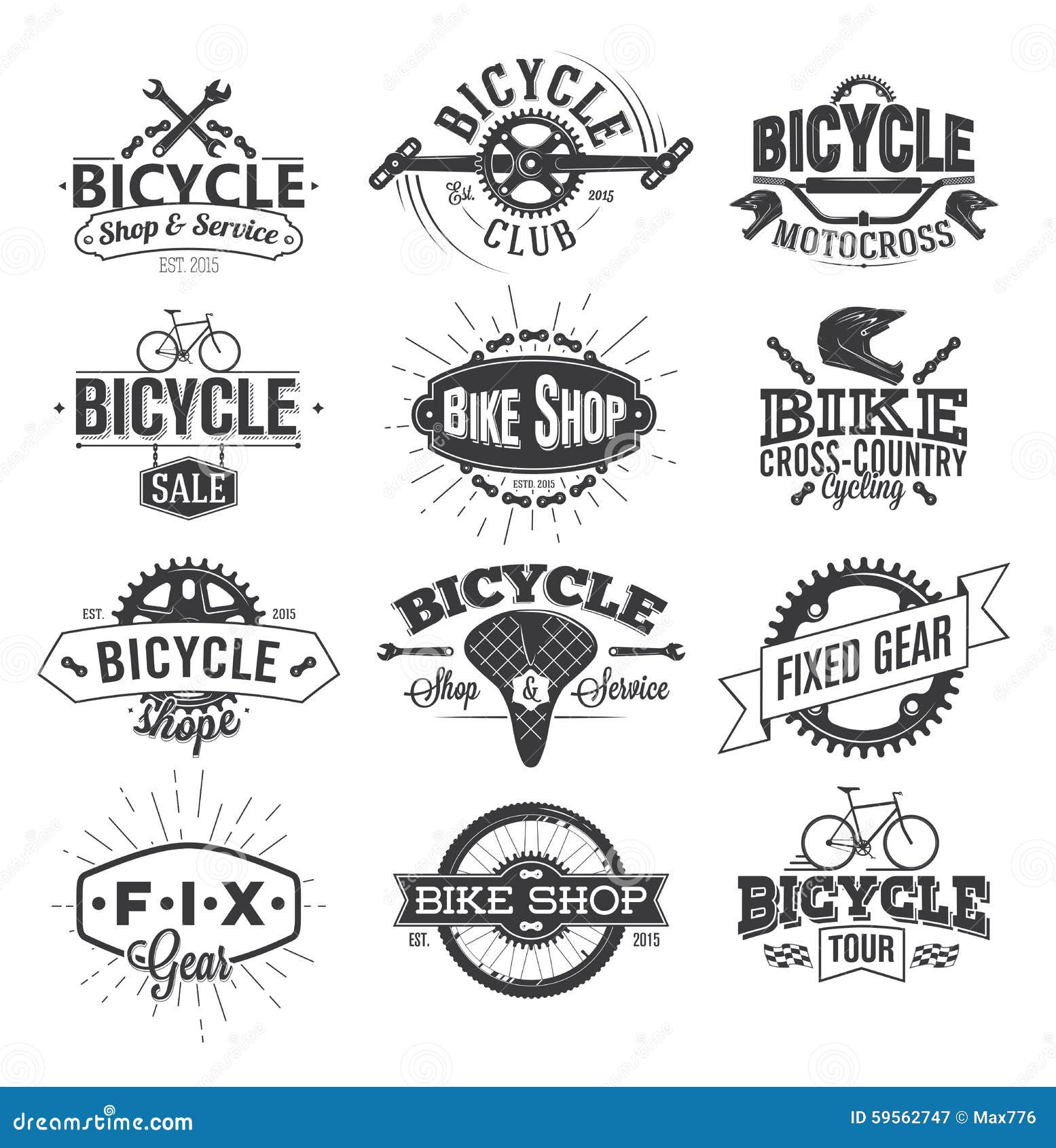 Typographic Bicycle Label Design and Logo Stock Vector - Illustration ...