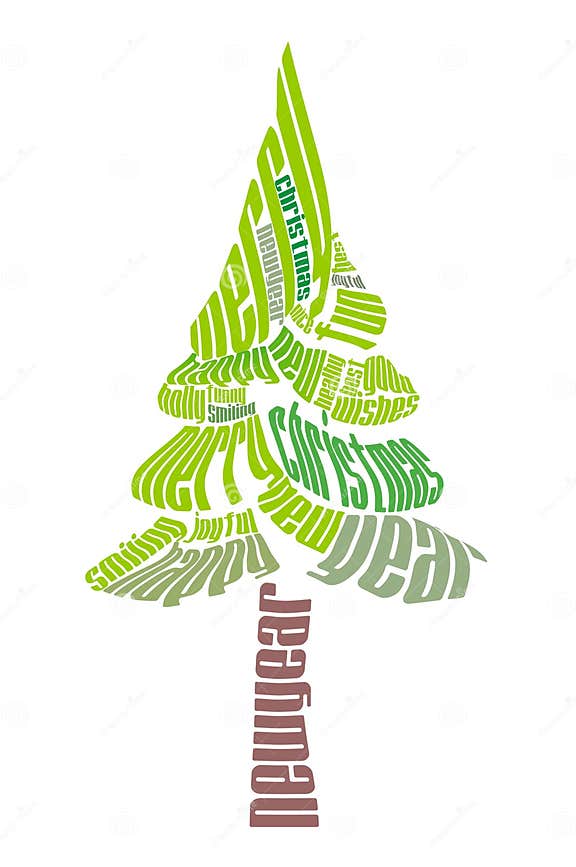 Typographic Christmas tree stock illustration. Illustration of ...