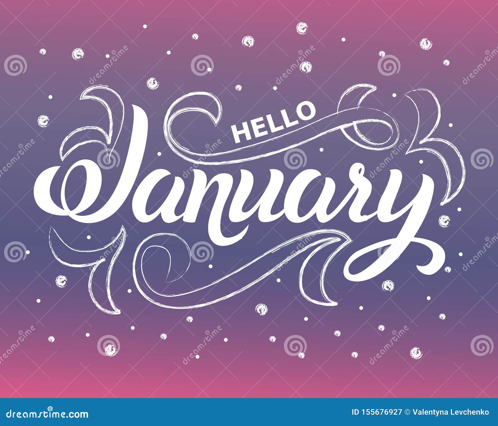 Typographic Composition with Lettering Hello January Inside Stock ...