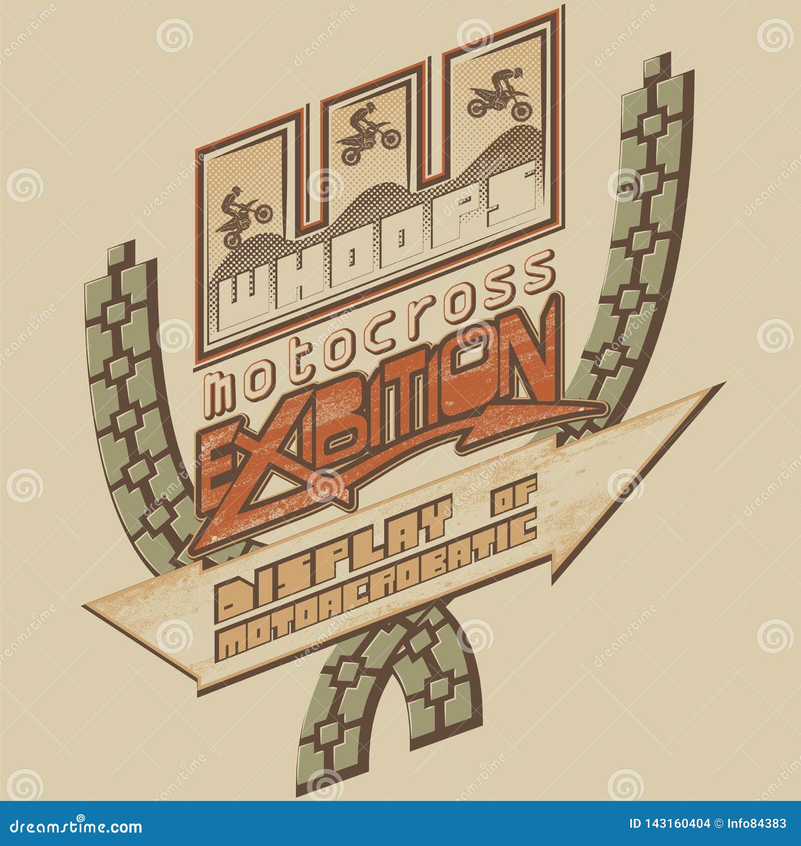 Motocross Text With The Letters Made From Motorcycle Tire Tracks Vector ...