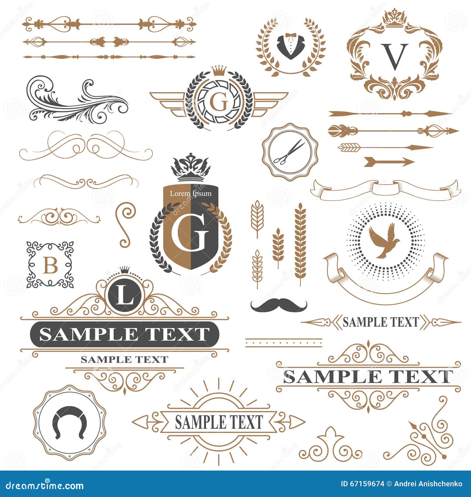 Typographic Design Elements Stock Vector - Illustration of calligraphic ...