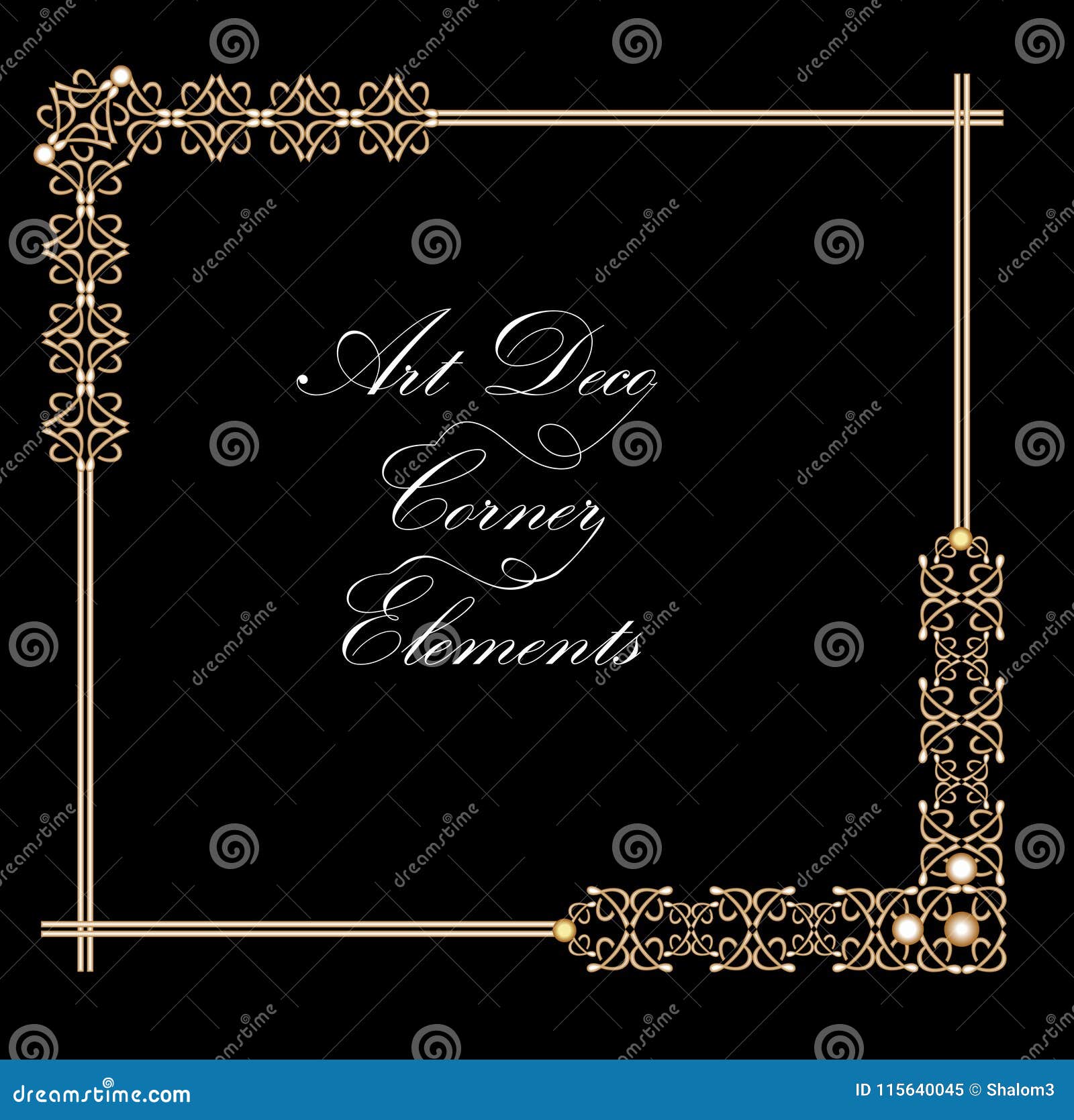 Typographic Document Corner in Gold Art Deco Design, Luxurious ...