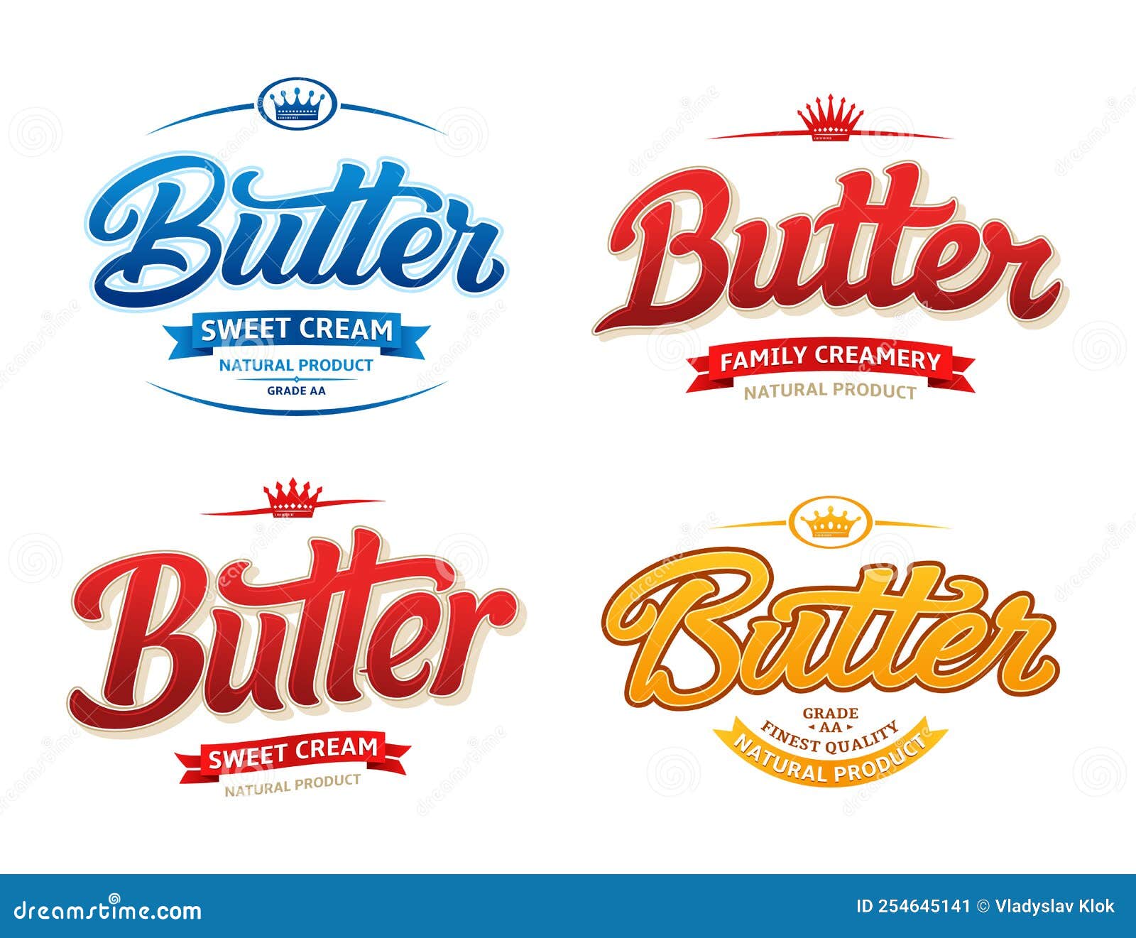 Typographic Labels for Butter Design Stock Vector - Illustration of ...