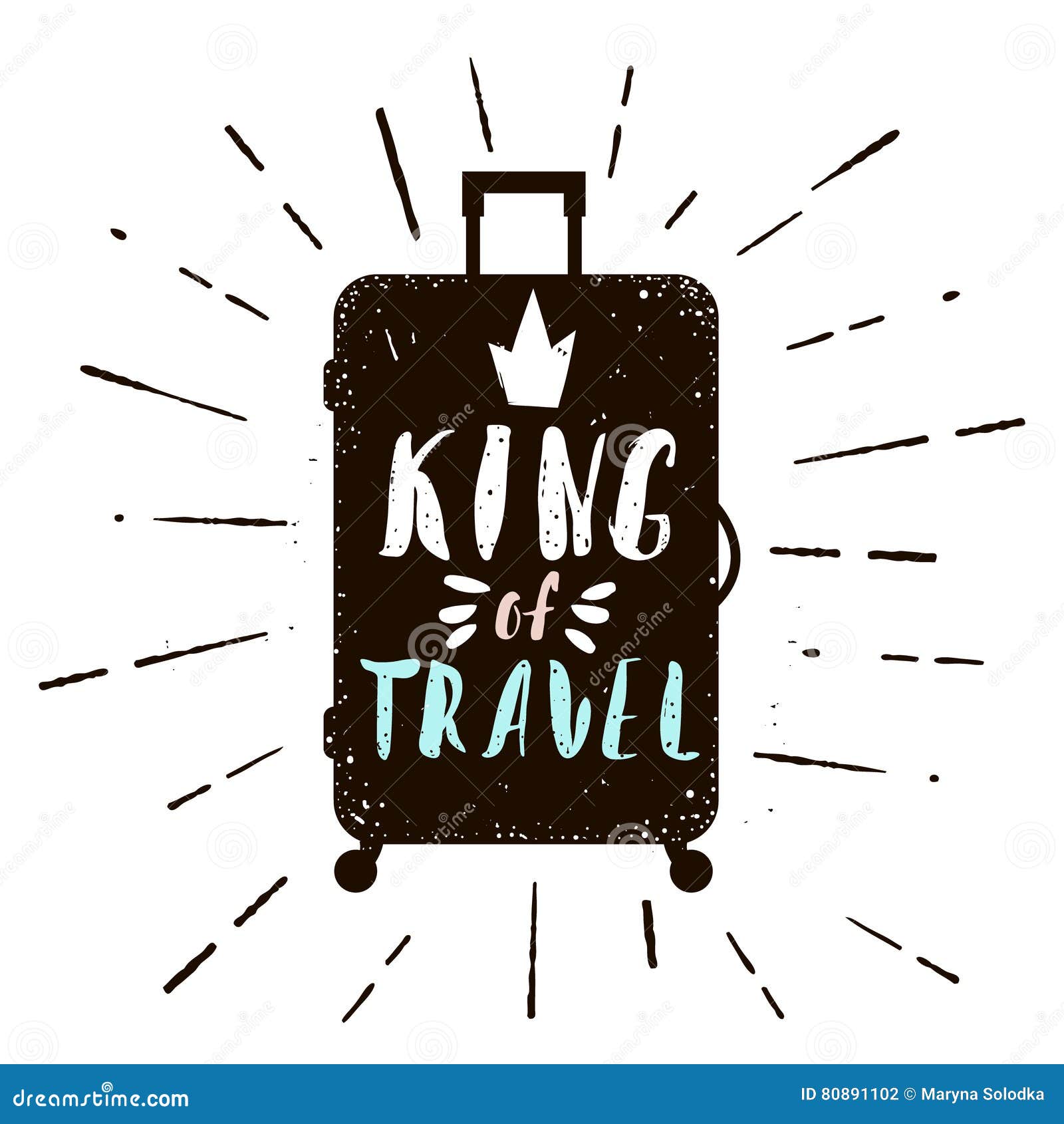 Typographic Poster with Case Silhouette. King of Travel Text Stock ...