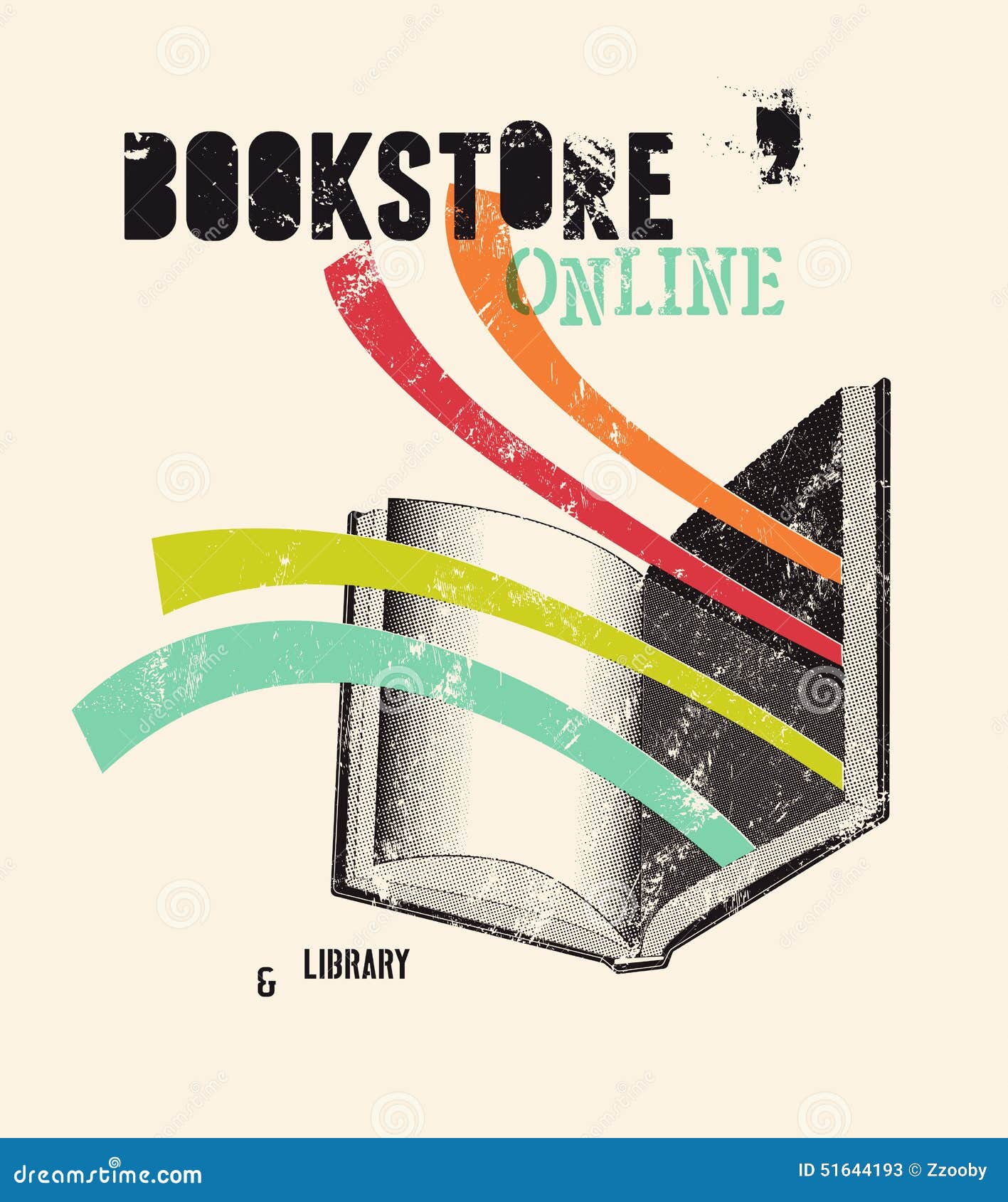 Typographic Poster in Grunge Style for a Bookstore or Library. Vector ...