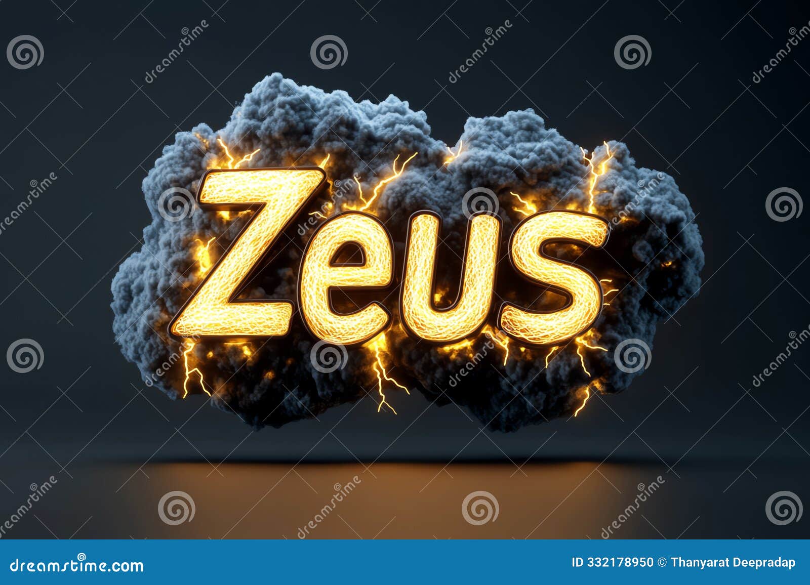 A Typographic Poster with the Word "Zeus" Formed by Lightning Bolts and ...