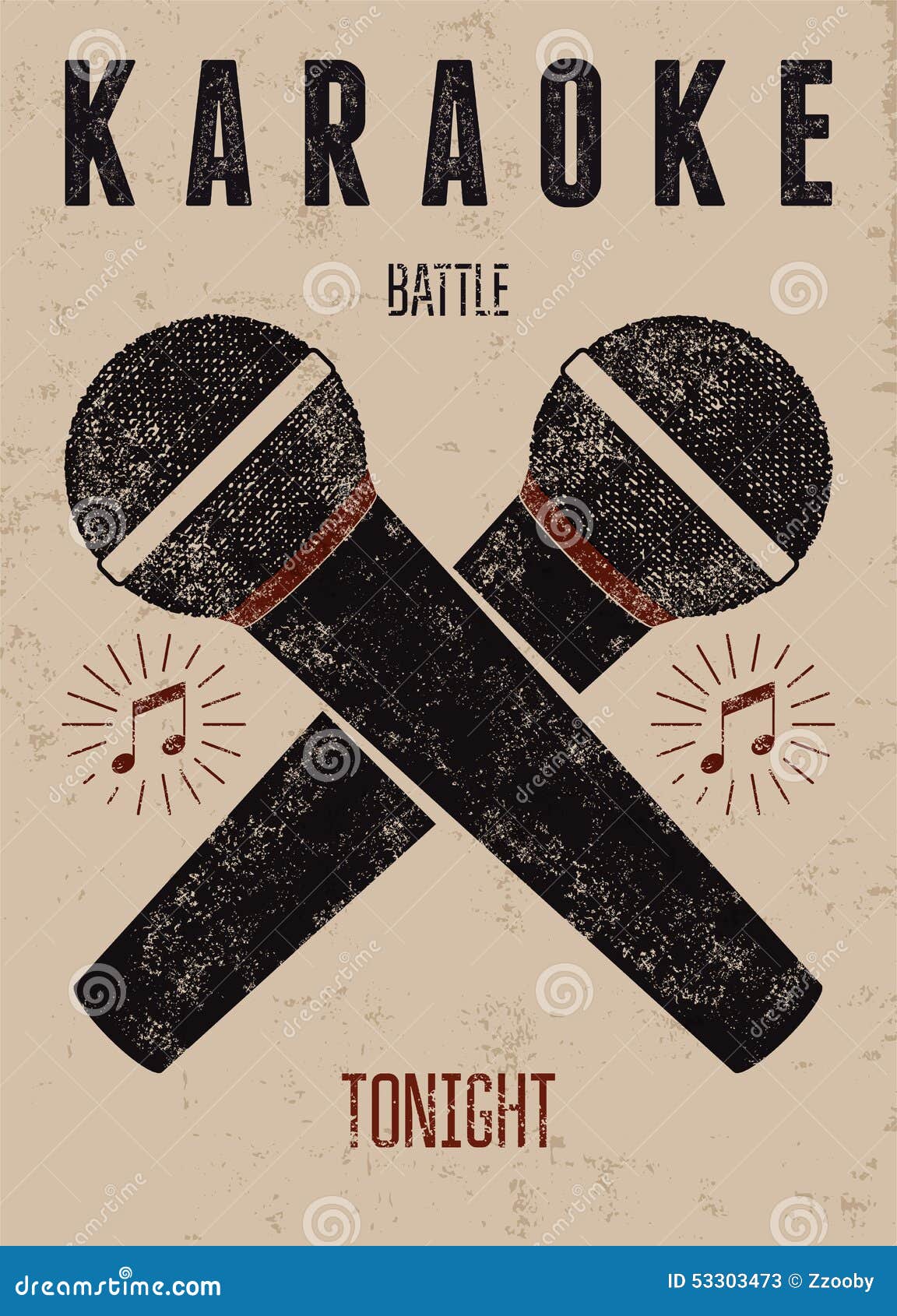 Typographic Retro Grunge Karaoke Poster. Vector Illustration. Stock ...