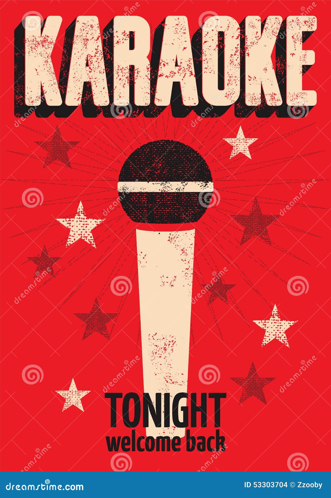 Typographic Retro Grunge Karaoke Poster Vector Illustration Stock Vector Illustration Of