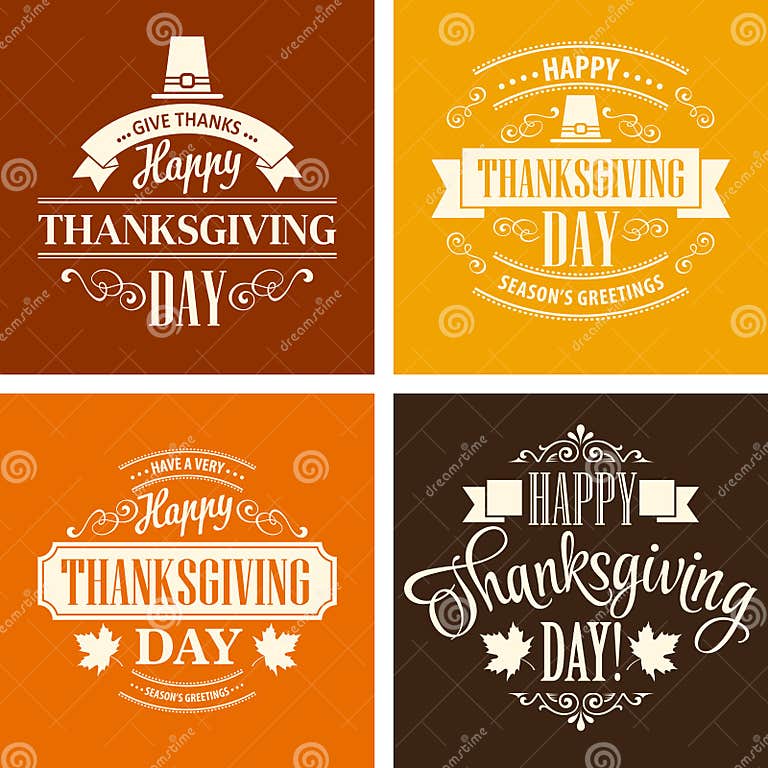Typographic Thanksgiving Design Set. Vector Stock Vector - Illustration ...
