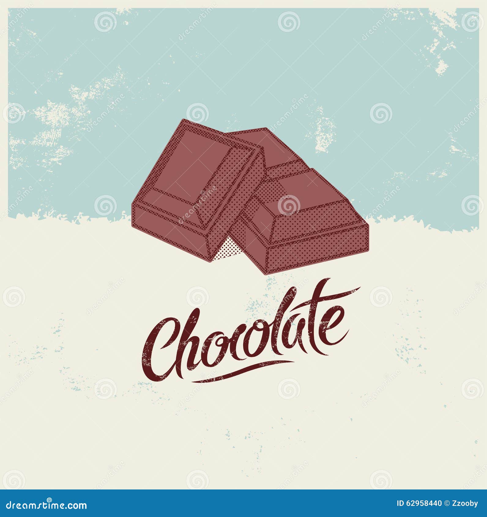 Vintage Chocolate Poster Design. Chocolate Pieces. Vector Illustration ...