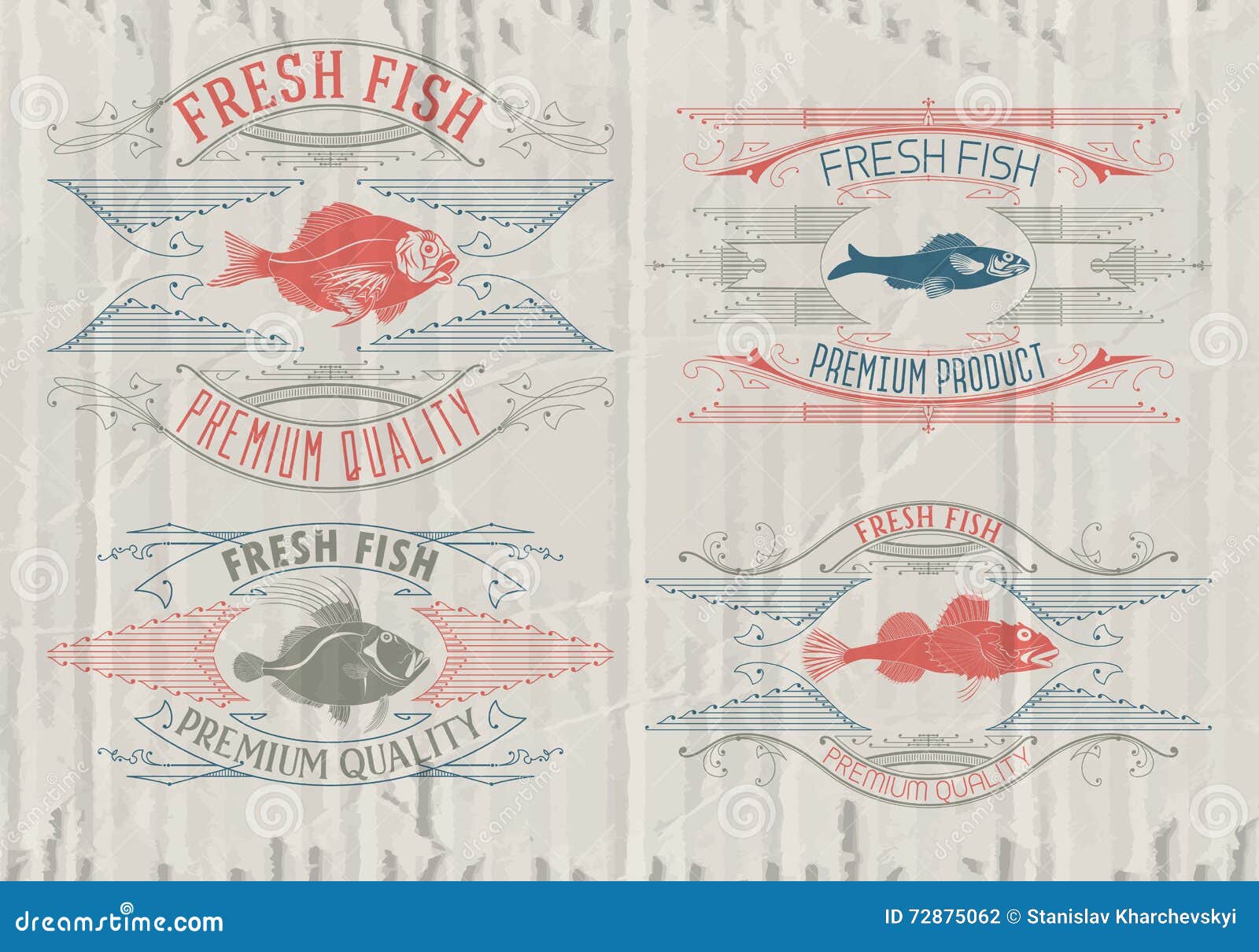 Typographical Set of Fish - Vector Stock Vector - Illustration of fish ...