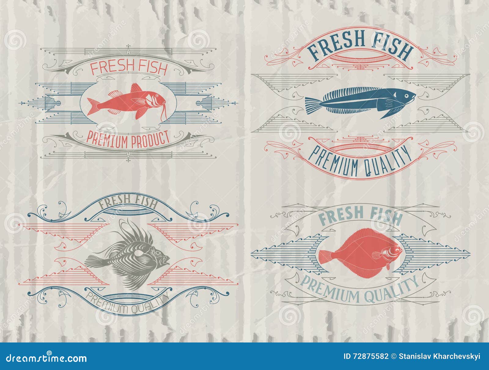 Typographical Set of Fish - Vector Stock Vector - Illustration of ...