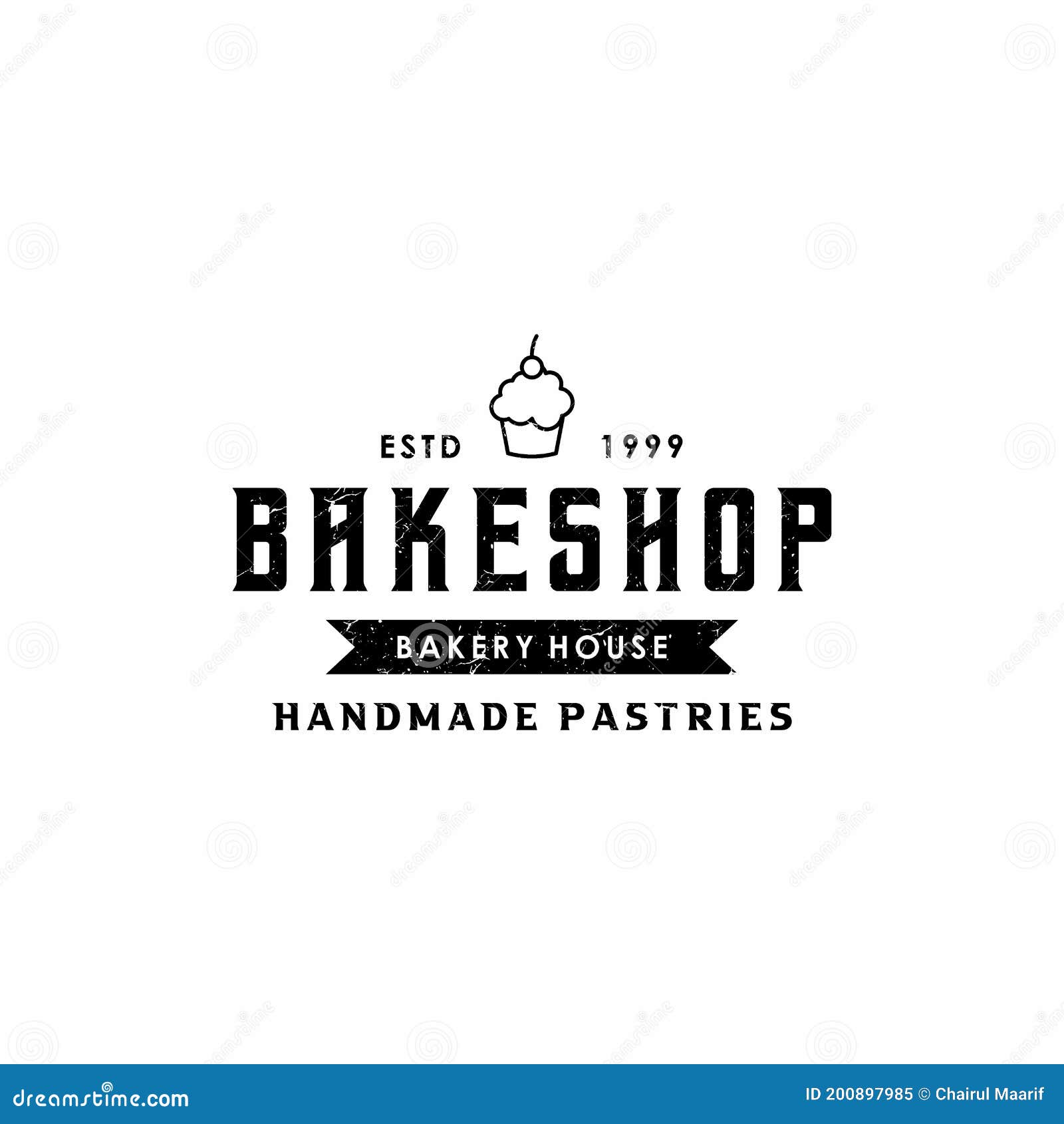 Typography Bake Shop Logo Design Stock Illustration - Illustration of ...