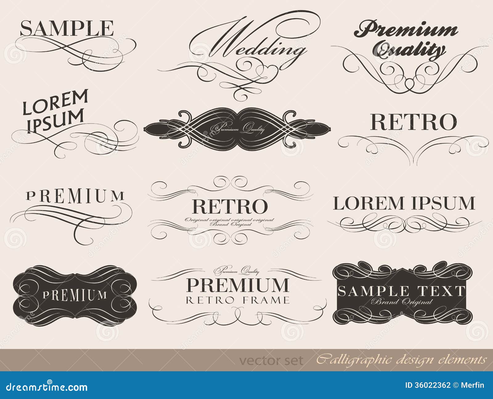 Typography, Calligraphic Design Elements, Page Decoration Stock ...