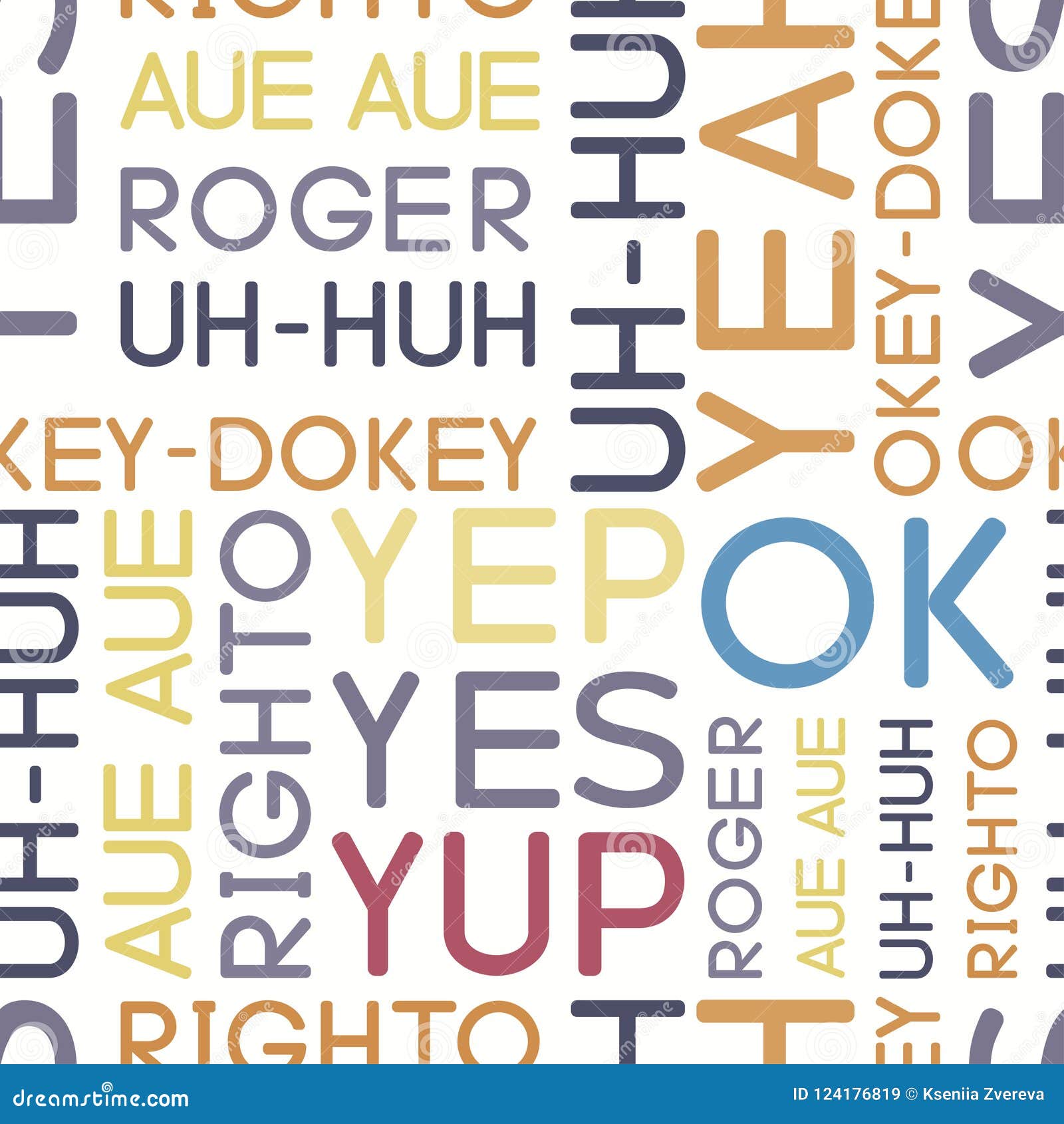 Typography Coloured Agreement Words Seamless Vector Pattern Stock ...