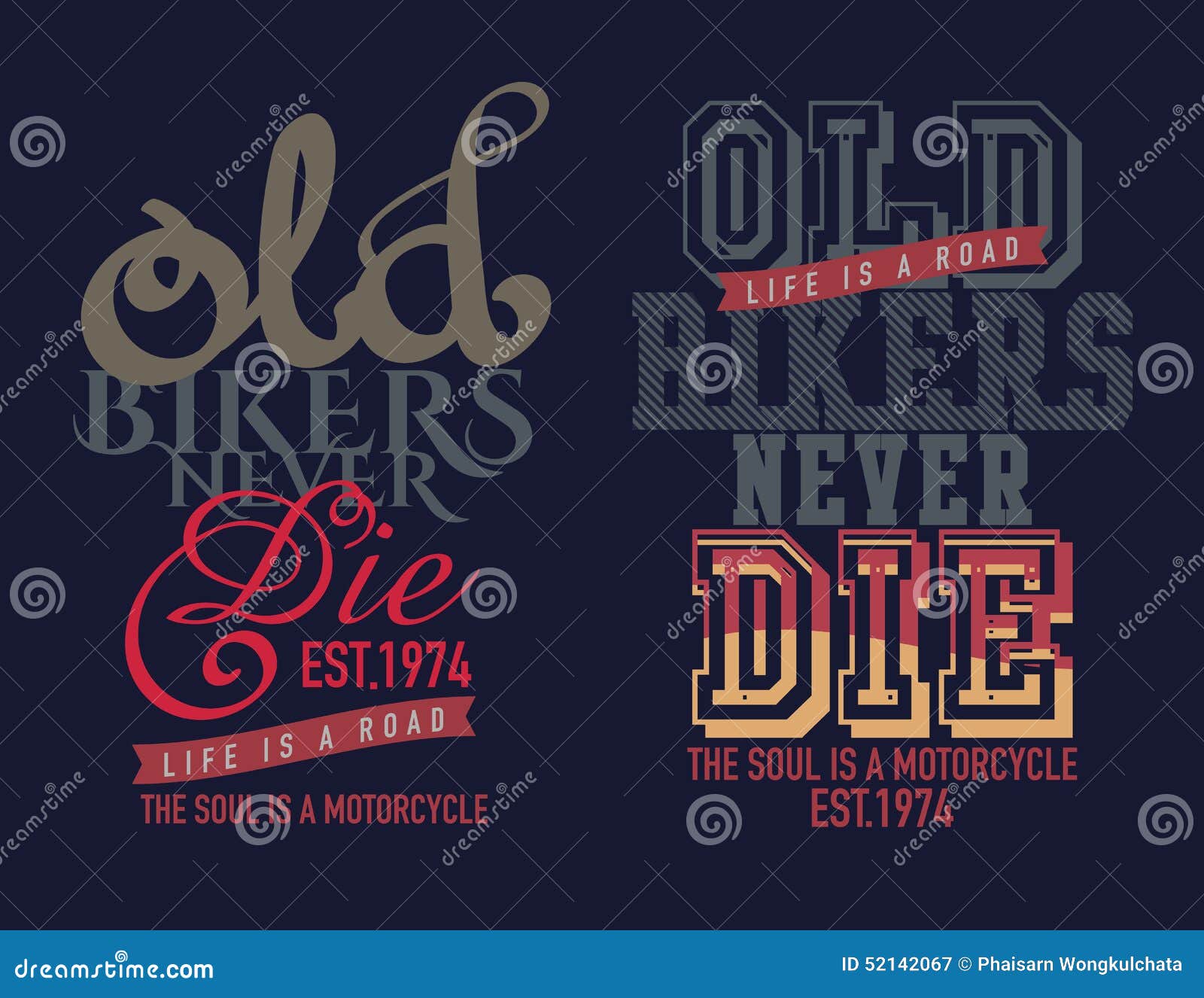 Typography Design Motor Cycle Classic Stock Vector - Illustration of ...