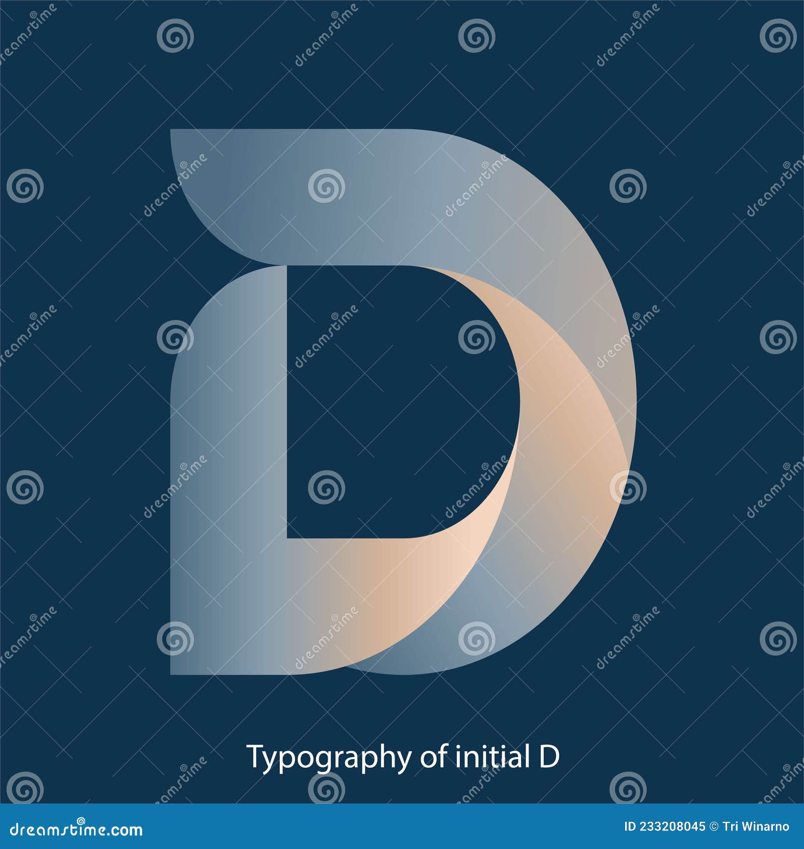 Typography of Initial `D`. Vector Illustration with Gradation Color ...