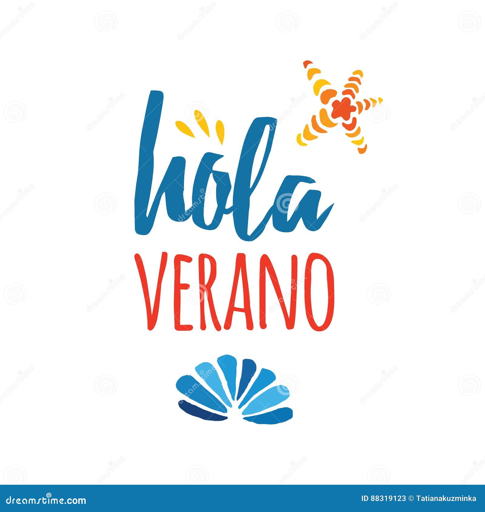Summer - In Spanish. Verano. Lettering. Modern Calligraphy Stock ... Summer - In Spanish. Verano. Lettering. Modern Calligraphy Stock ...