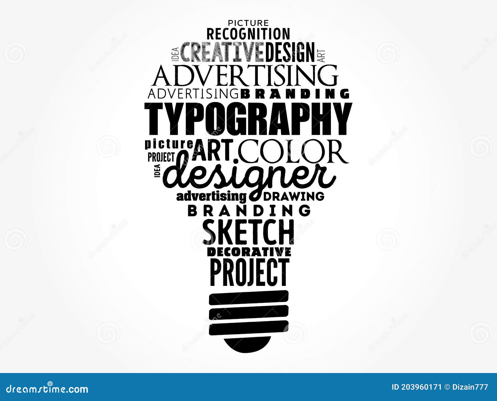 TYPOGRAPHY Light Bulb Word Cloud Collage Stock Illustration ...