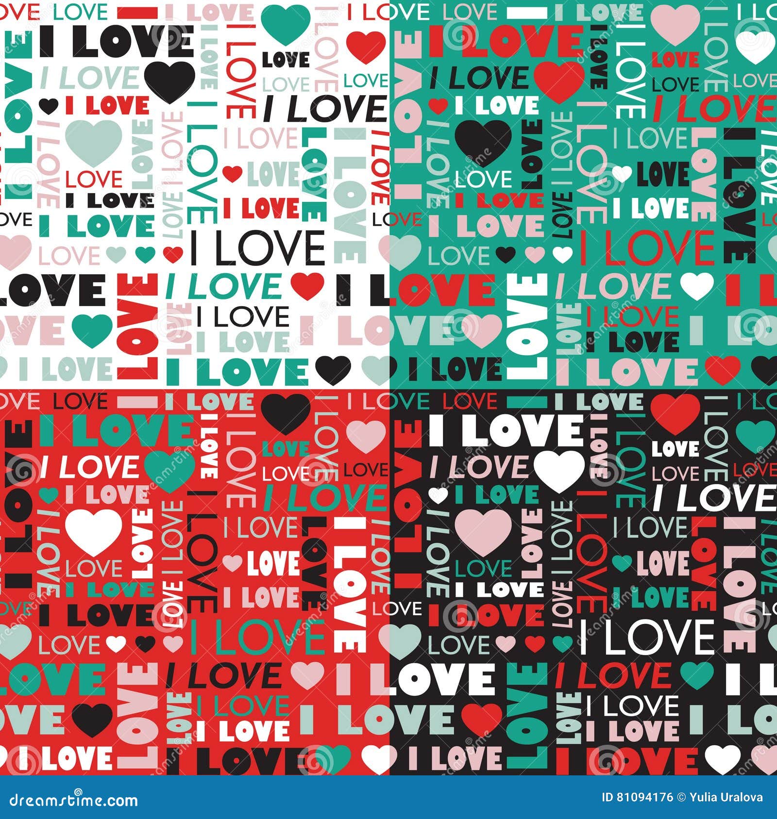 Typography Love Text Seamless Pattern Stock Vector - Illustration of ...