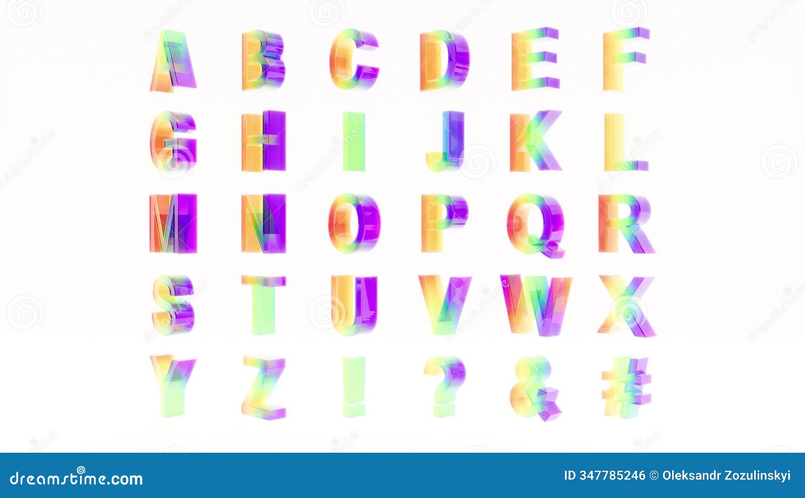 Multicolor Alphabet Letters And Numbers Isolated Over White Stock ...