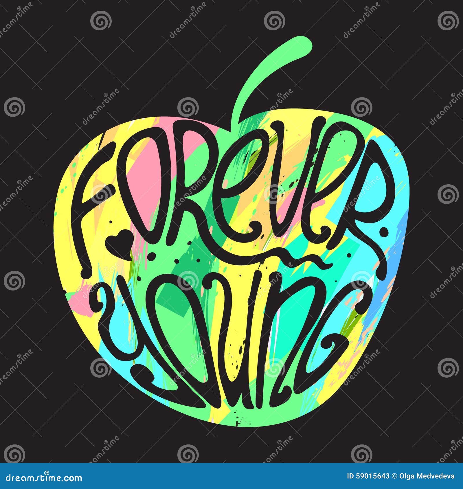 Forever Young. Art Sign With Hand Drawn Inspirational Quote. Vector ...